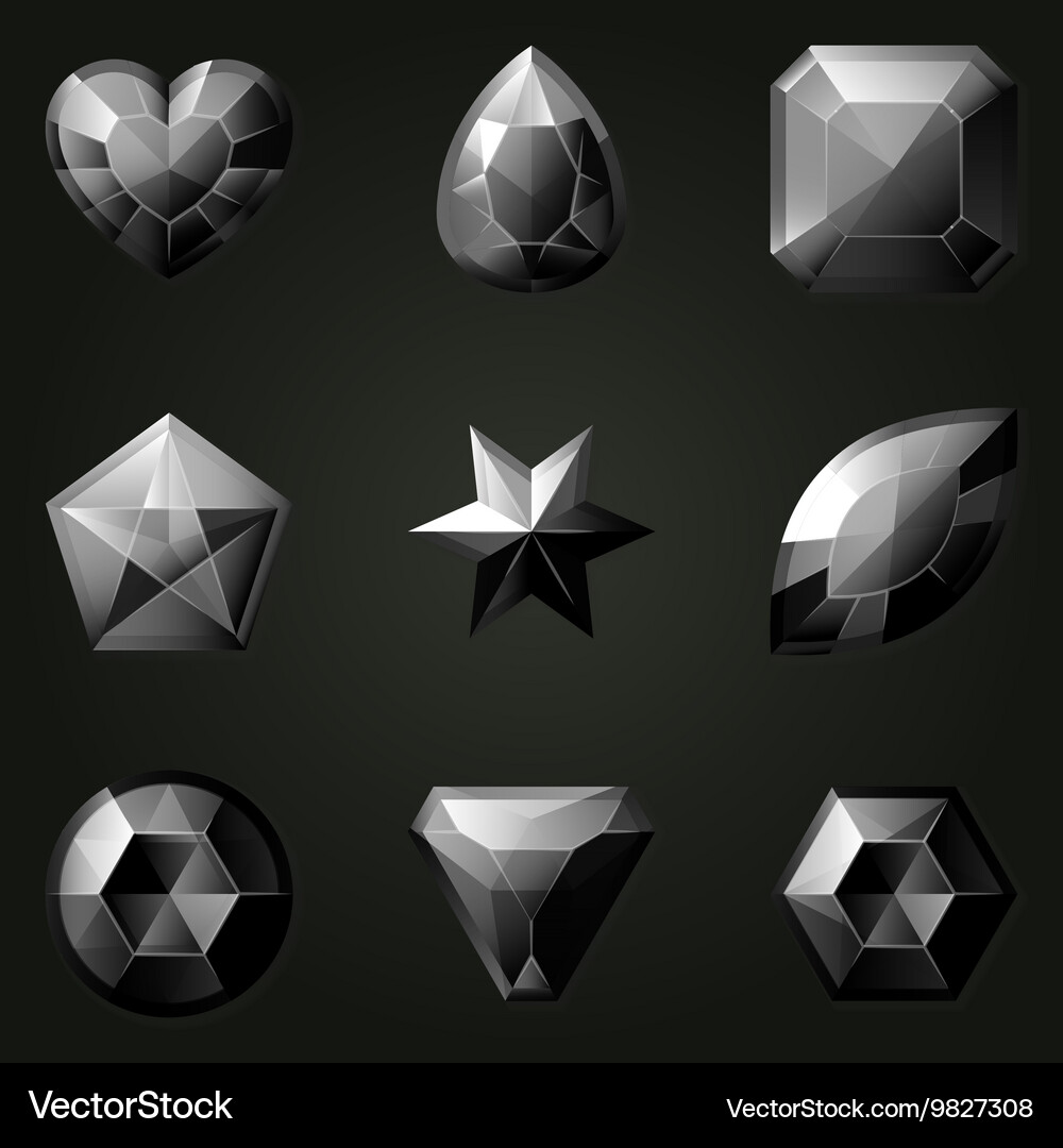 Set of gemstones with different shapes Royalty Free Vector