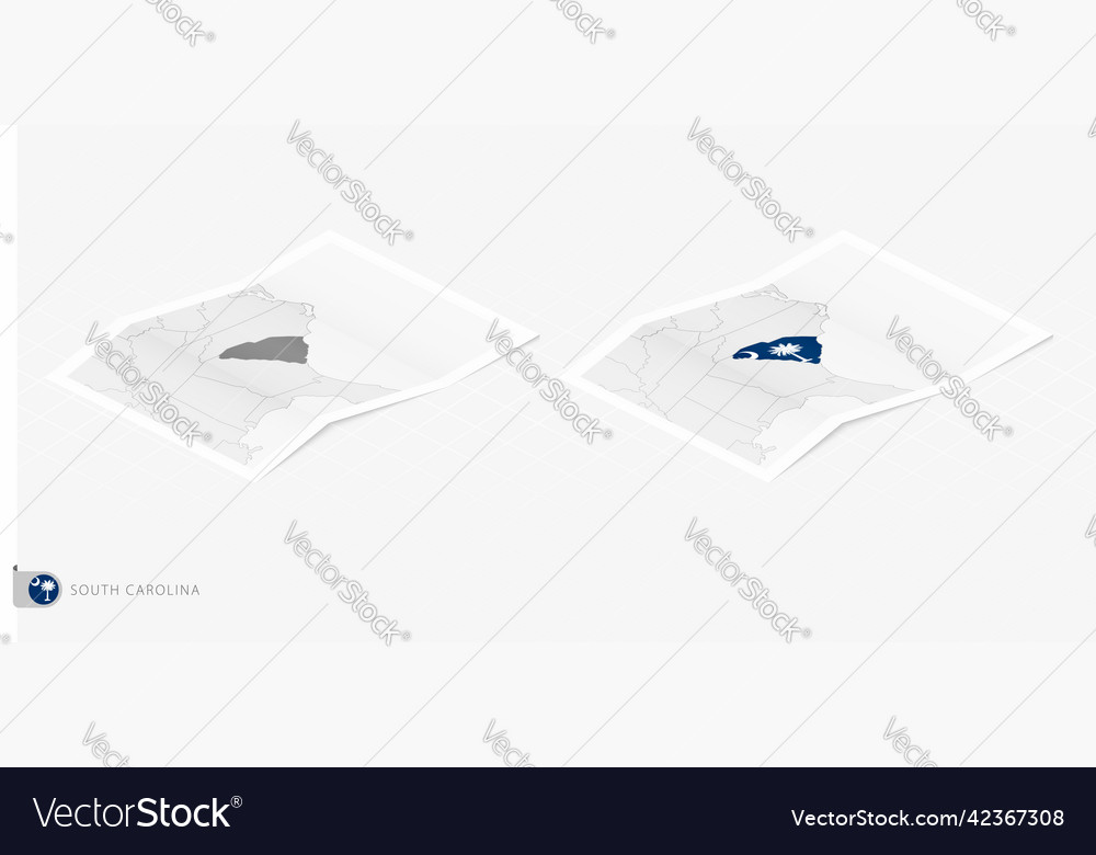 Set of two realistic map of south carolina Vector Image