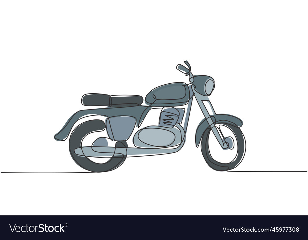 Single Continuous Line Drawing Of Old Classic Vector Image