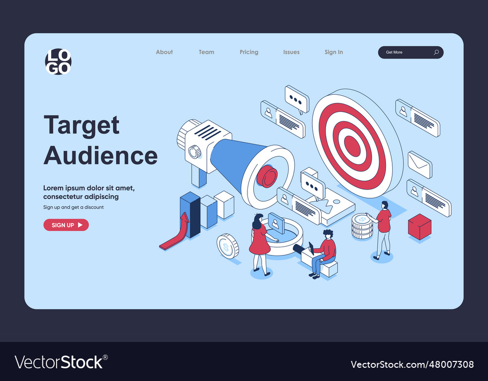 Target audience concept in 3d isometric design Vector Image