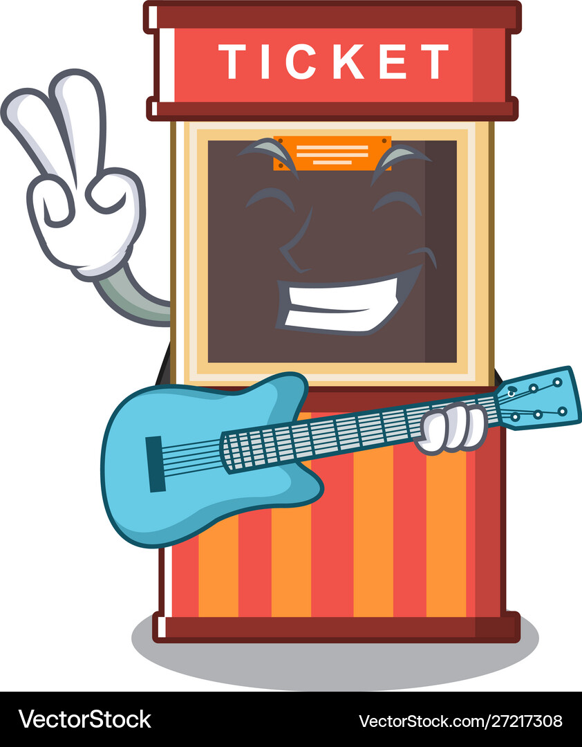With guitar ticket booth isolated cartoon Vector Image