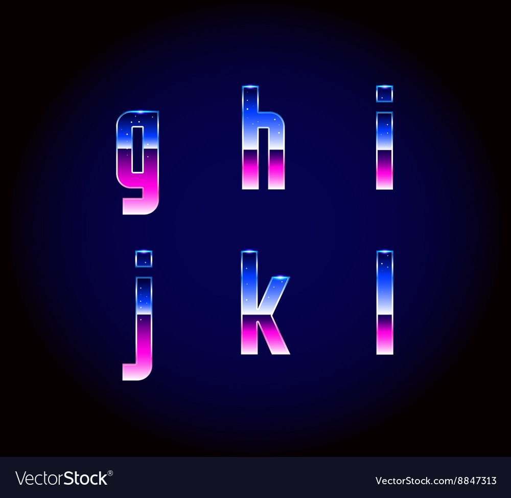 80s Retro Futurism Sci Fi Font Alphabet Royalty Free Vector 