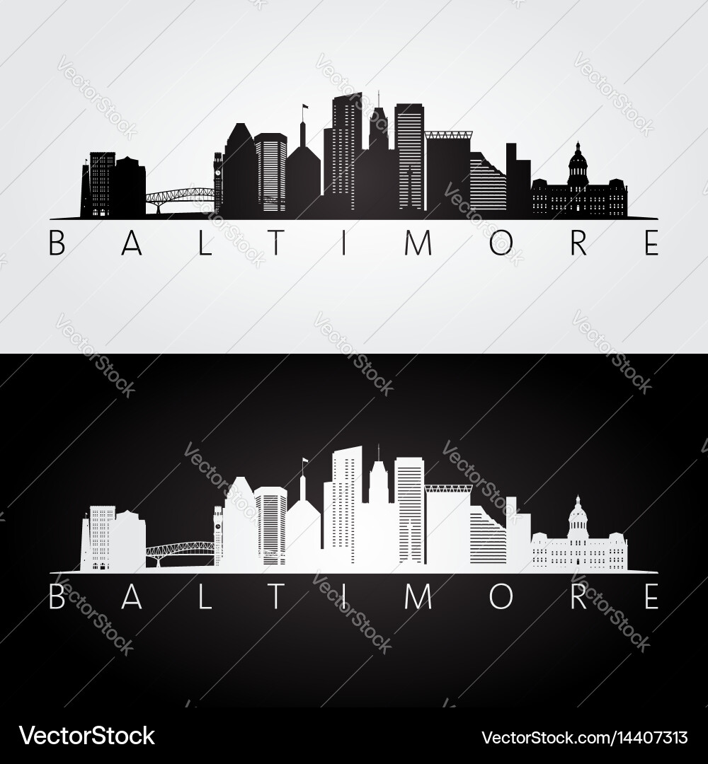 Baltimore usa skyline and landmarks silhouette Vector Image