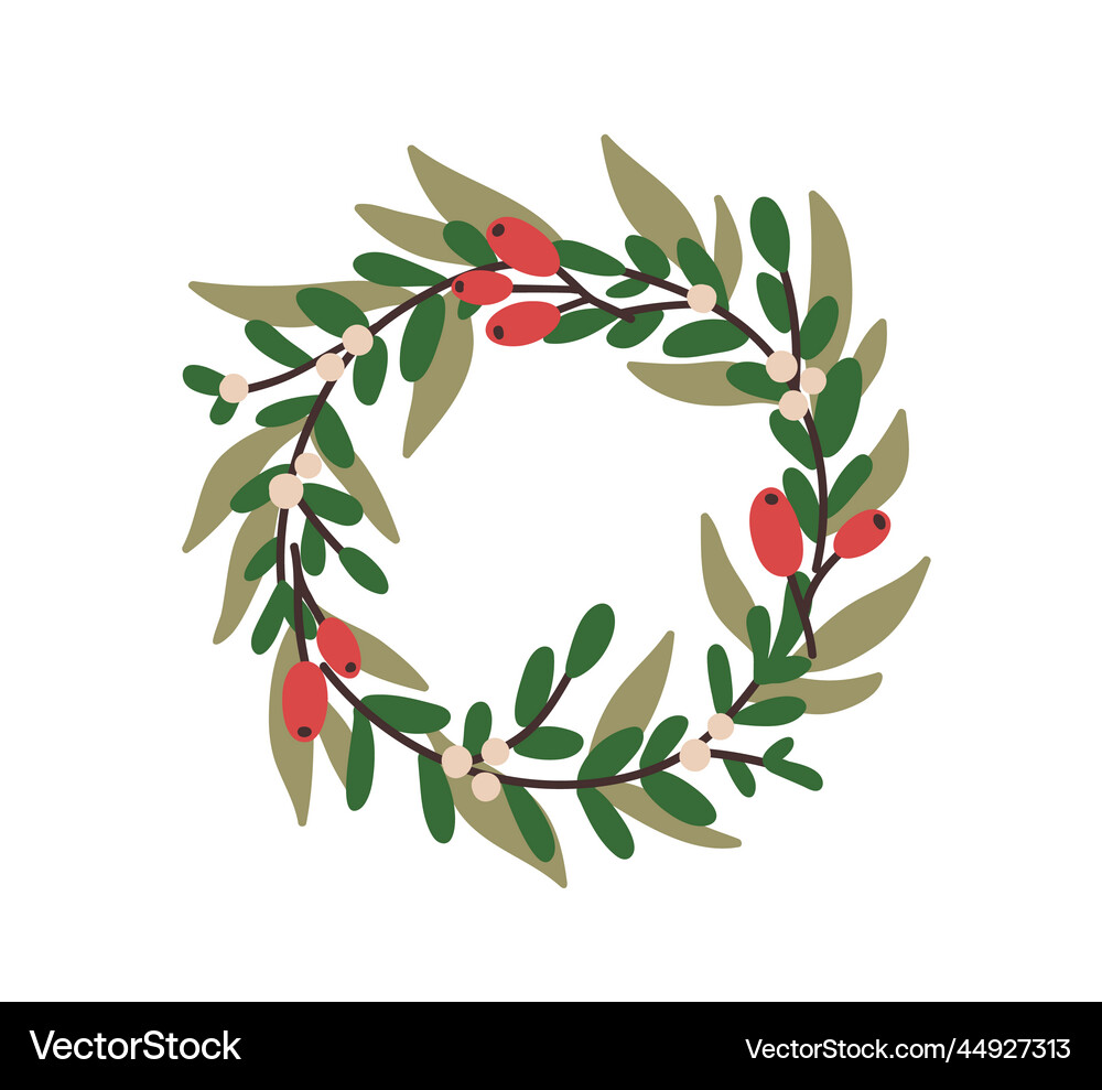 Christmas wreath holiday circle decoration Vector Image