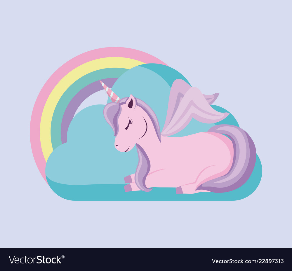 Cute unicorn with rainbow of fairy tale Royalty Free Vector