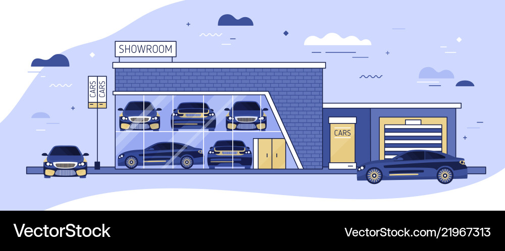 Facade auto showroom or vehicle local Royalty Free Vector