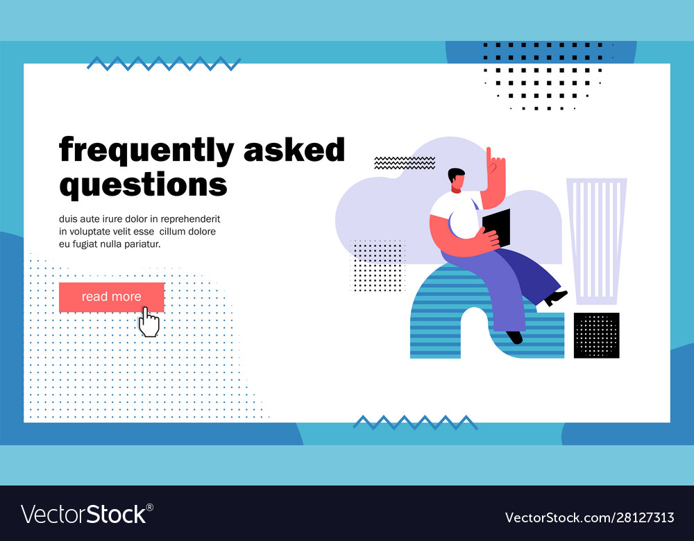 Frequently asked questions website landing page Vector Image
