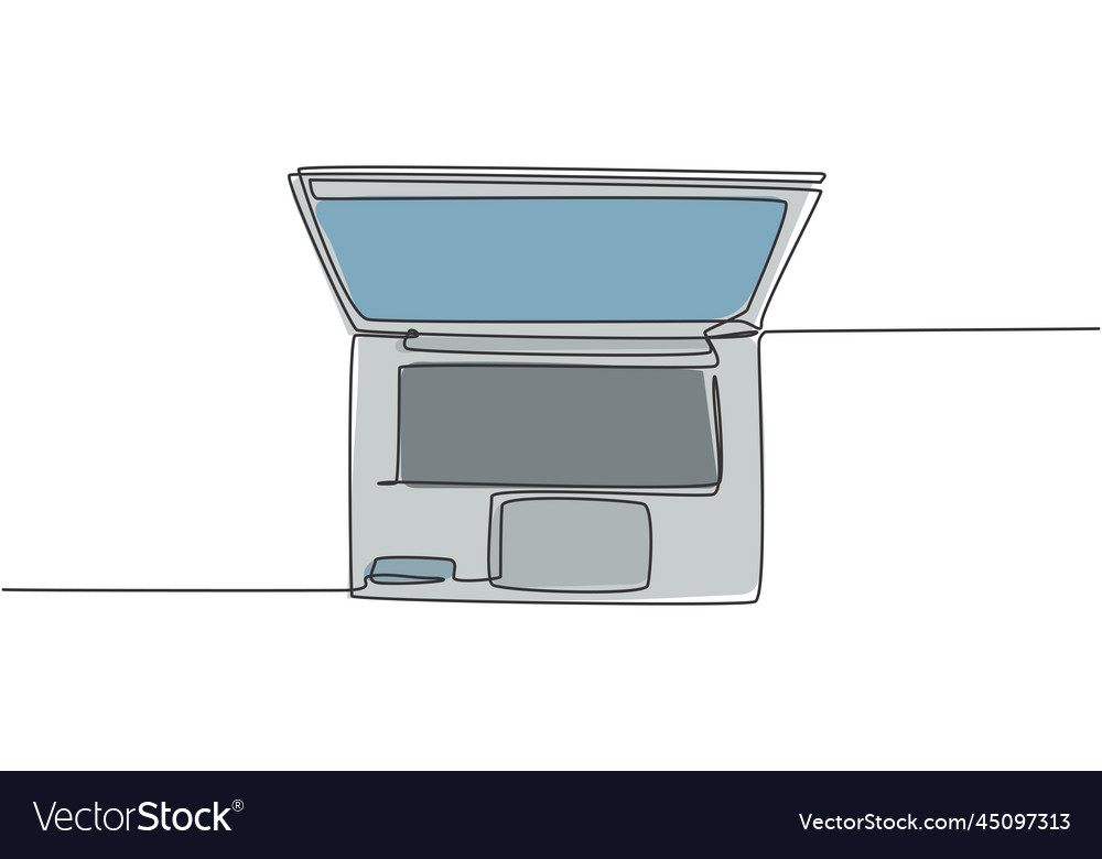 One single line drawing of modern laptop computer Vector Image
