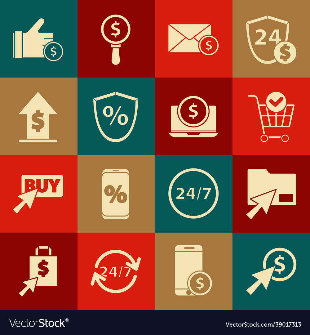 Set cursor and coin click document folder Vector Image