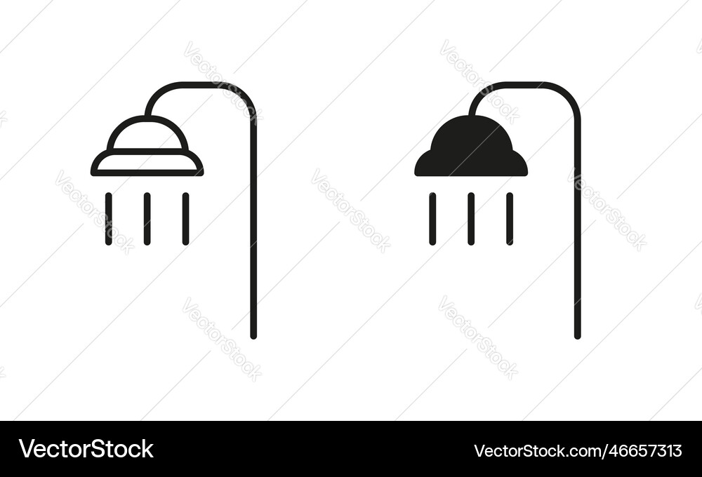 Shower silhouette and line icon set bath sign Vector Image