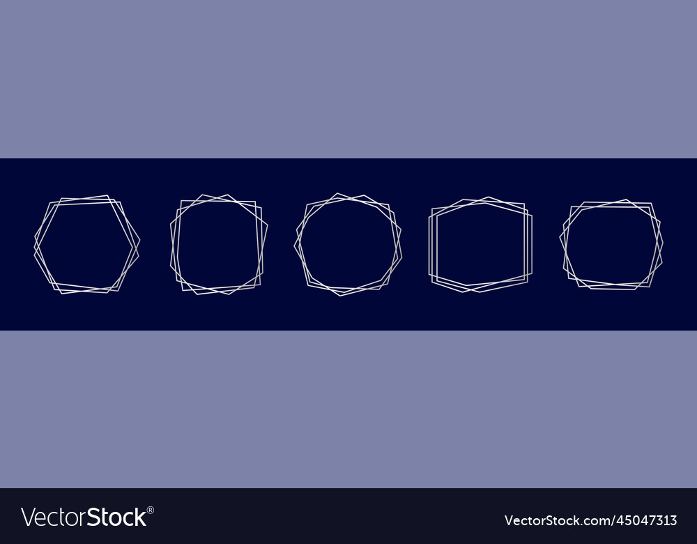 Silver decorative polygonal frames abstract frame Vector Image