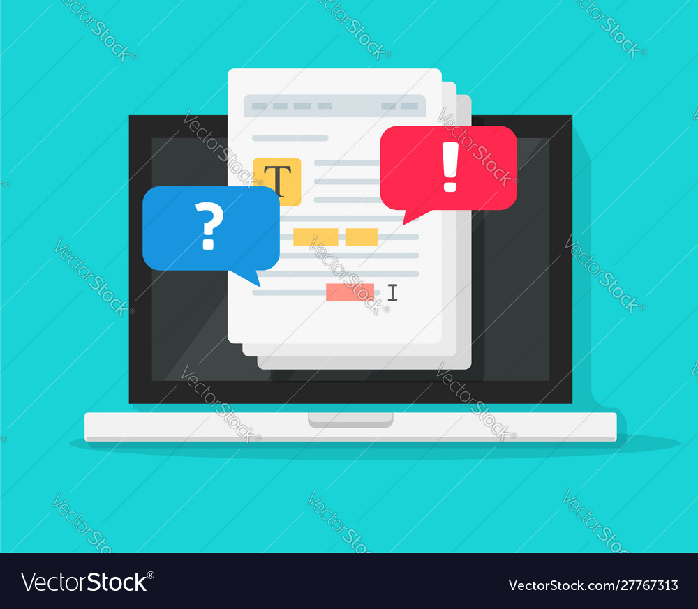 Text document editing together on computer Vector Image