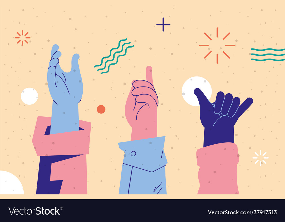 Three hands gestures Royalty Free Vector Image