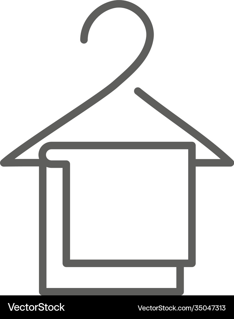 Towel hanging in hanger clothes thin line style Vector Image