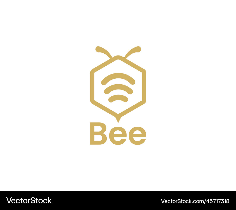 Bee Wifi Connection Logo Royalty Free Vector Image