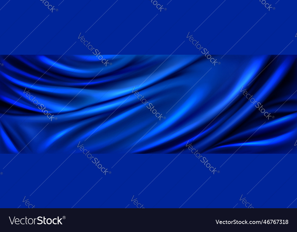 Blue silk fabric background satin cloth texture Vector Image