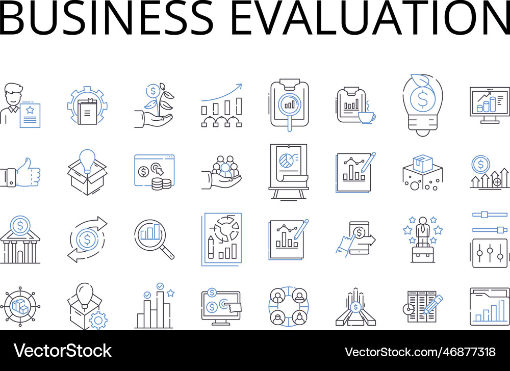 Business evaluation line icons collection Vector Image