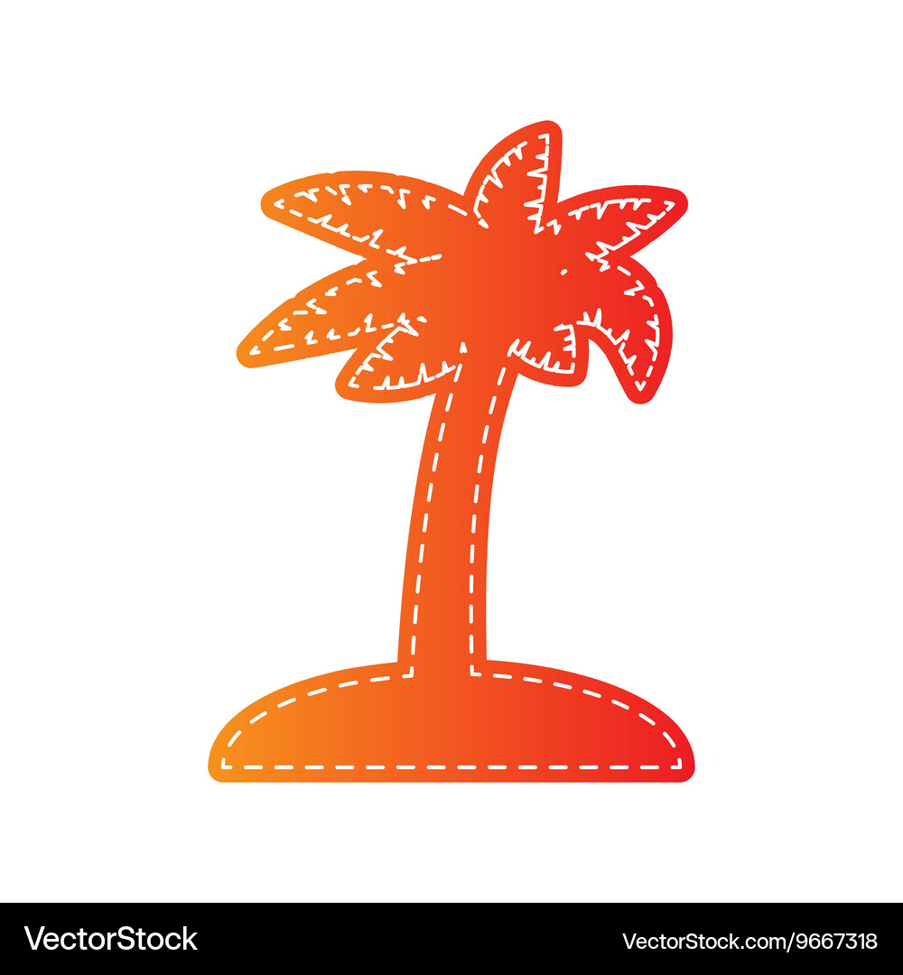 Coconut palm tree sign Orange applique isolated Vector Image