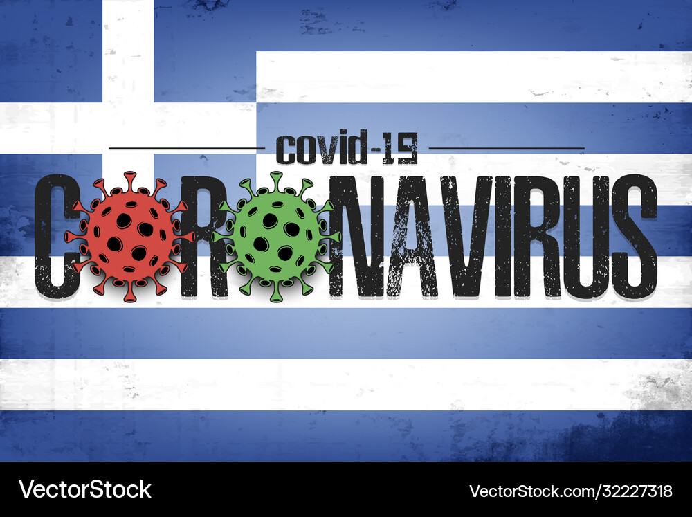 Flag greece with coronavirus covid-19 Royalty Free Vector