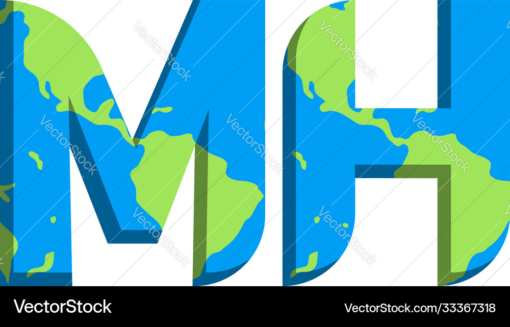 Initial mh logo design with world map style Vector Image