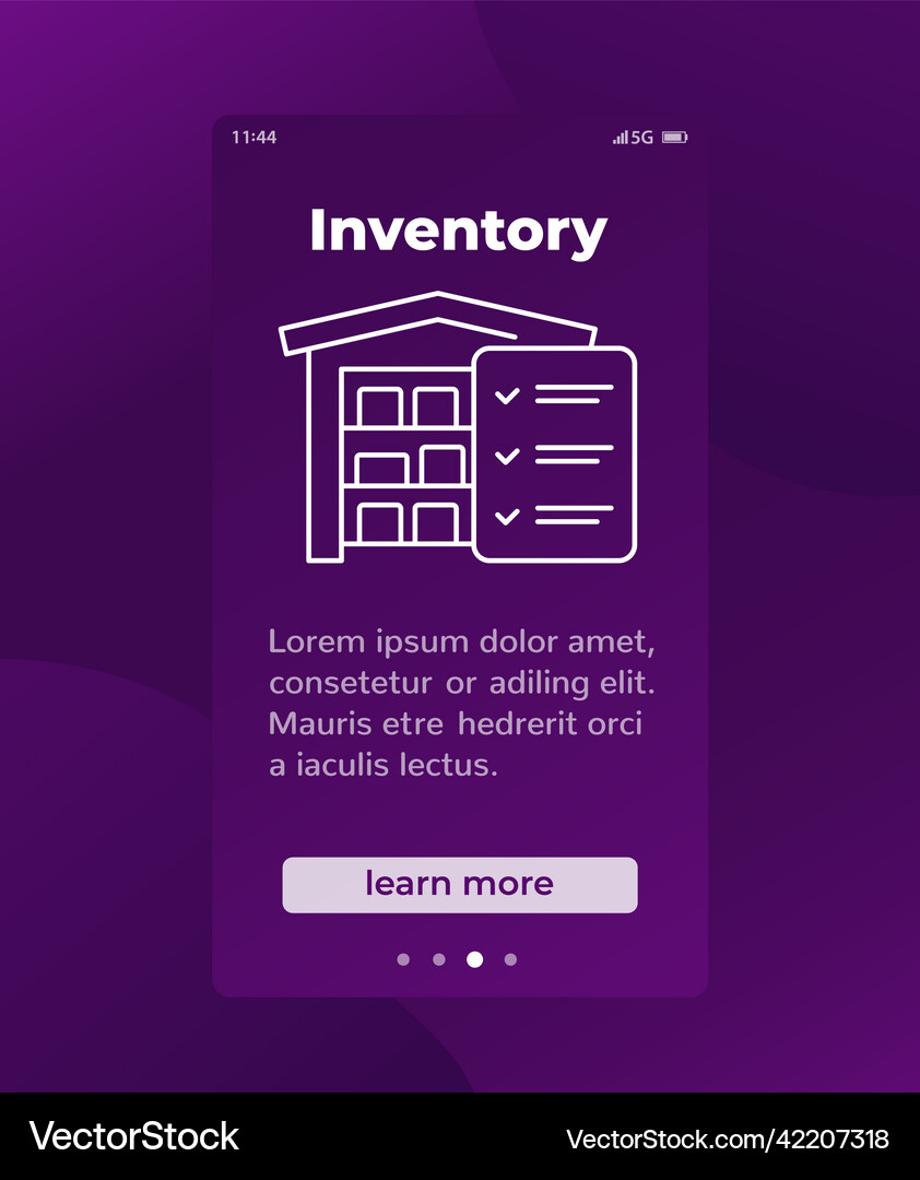 Inventory and logistics mobile banner with icon Vector Image
