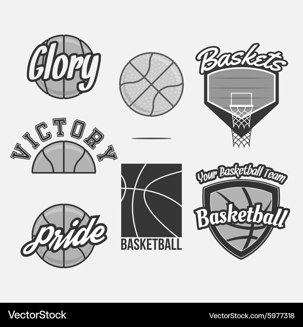 Logo set for a basketball team Royalty Free Vector Image
