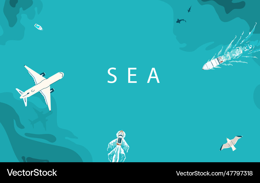 Sea background top aerial view Royalty Free Vector Image