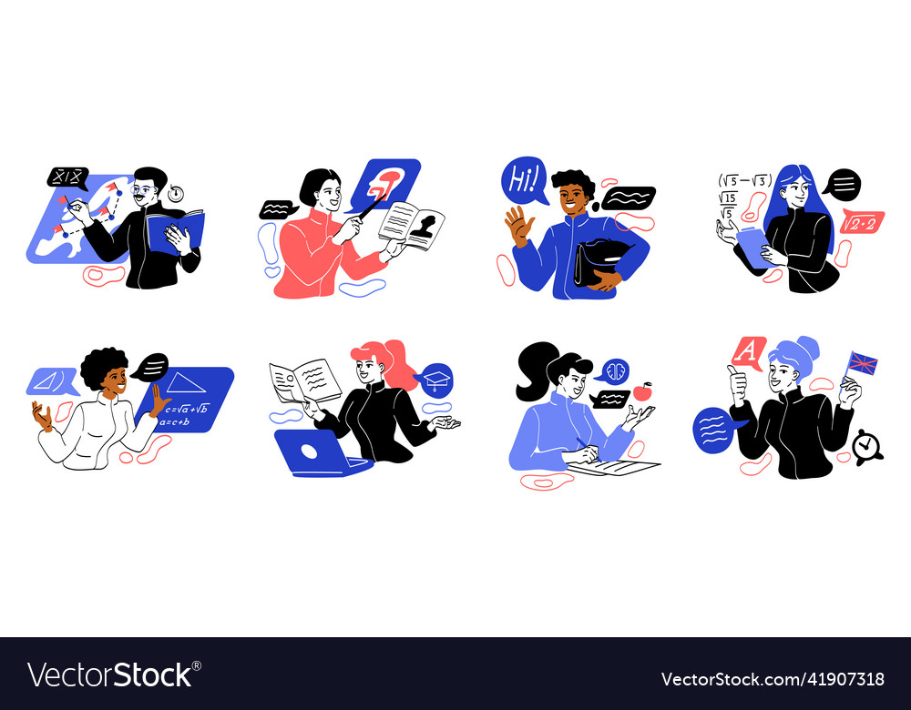 Set of school teachers Royalty Free Vector Image
