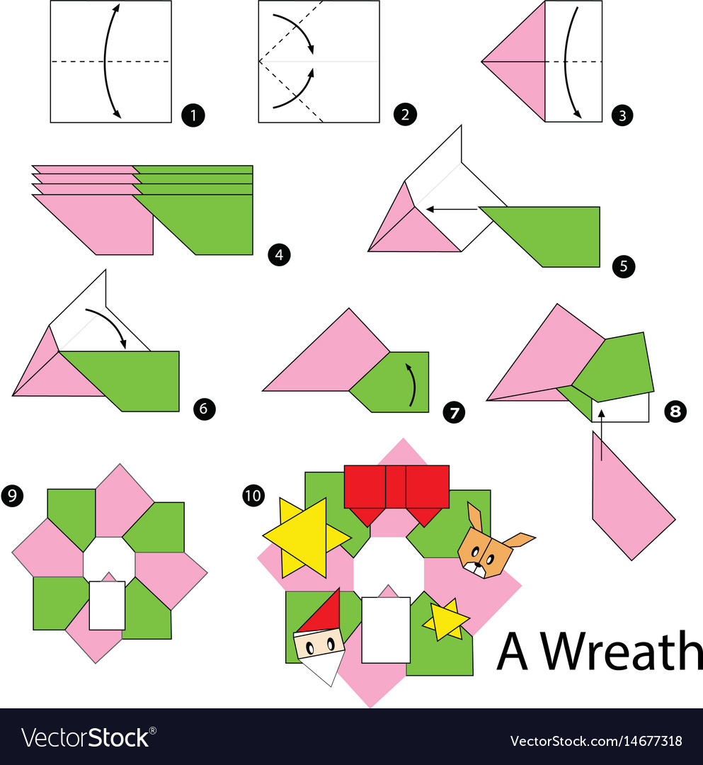 Step by instructions how to make origami Vector Image