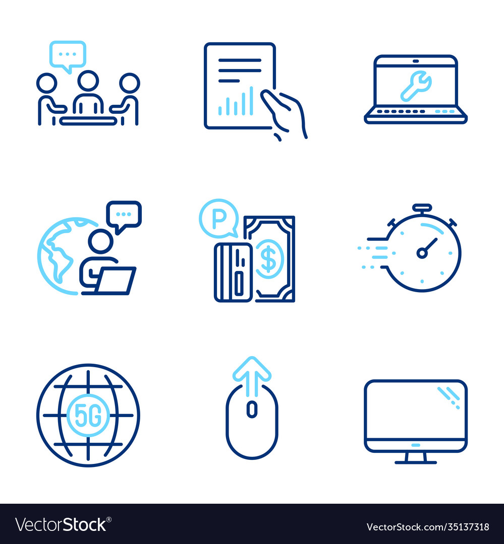 Technology icons set included icon as swipe up Vector Image