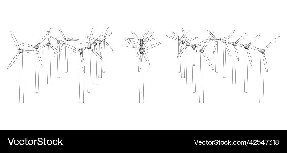 Wind turbines rendering of 3d Royalty Free Vector Image