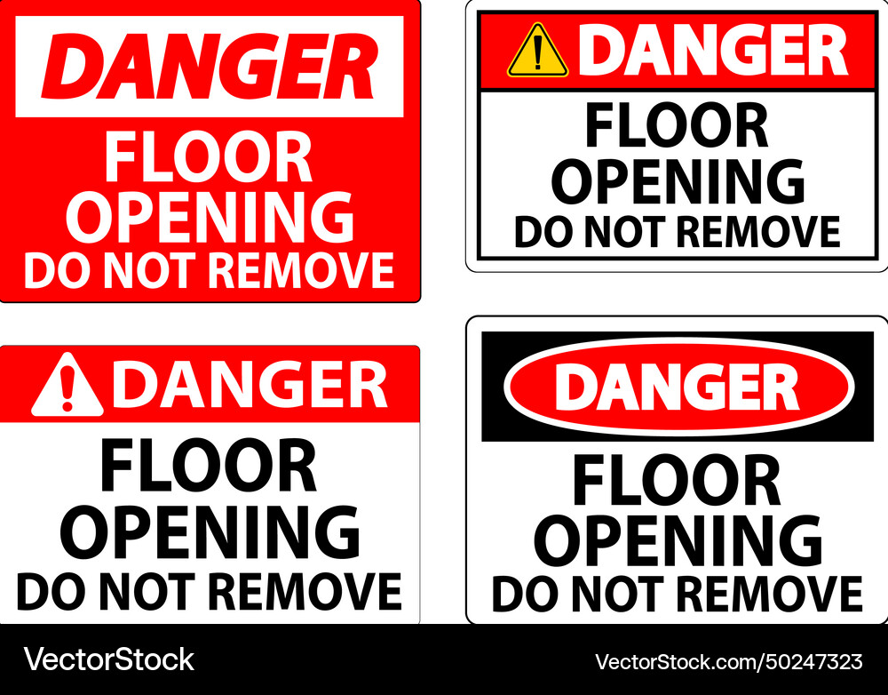 Danger sign floor opening do not remove Royalty Free Vector