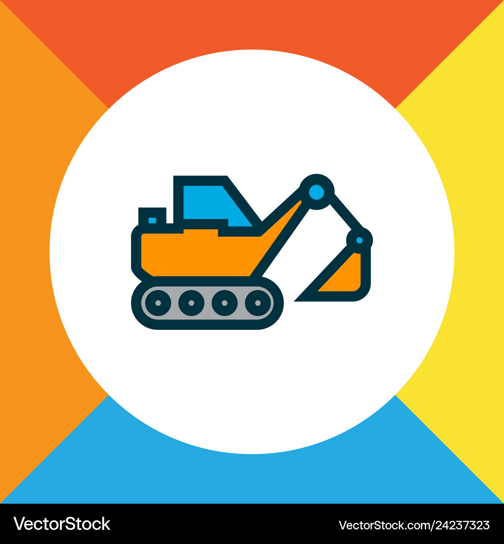 Excavator icon colored line symbol premium Vector Image
