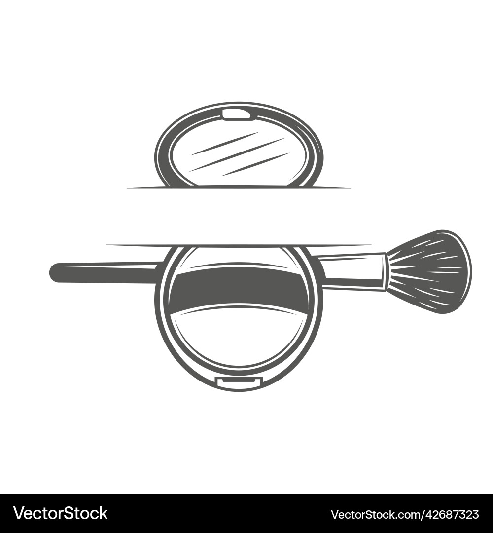 Face cosmetic powder and brushes isolated Vector Image