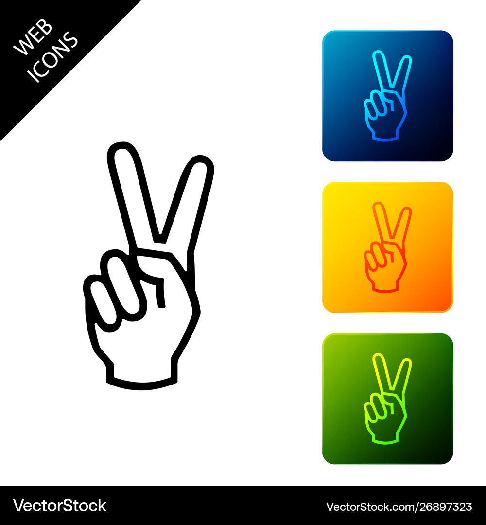 Hand showing two finger icon isolated on white Vector Image