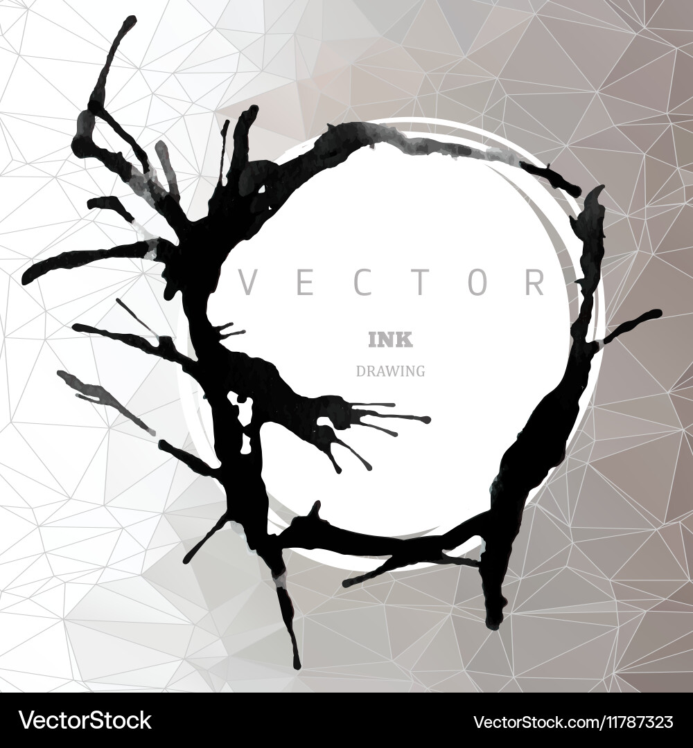 Ink drawing round frame Royalty Free Vector Image