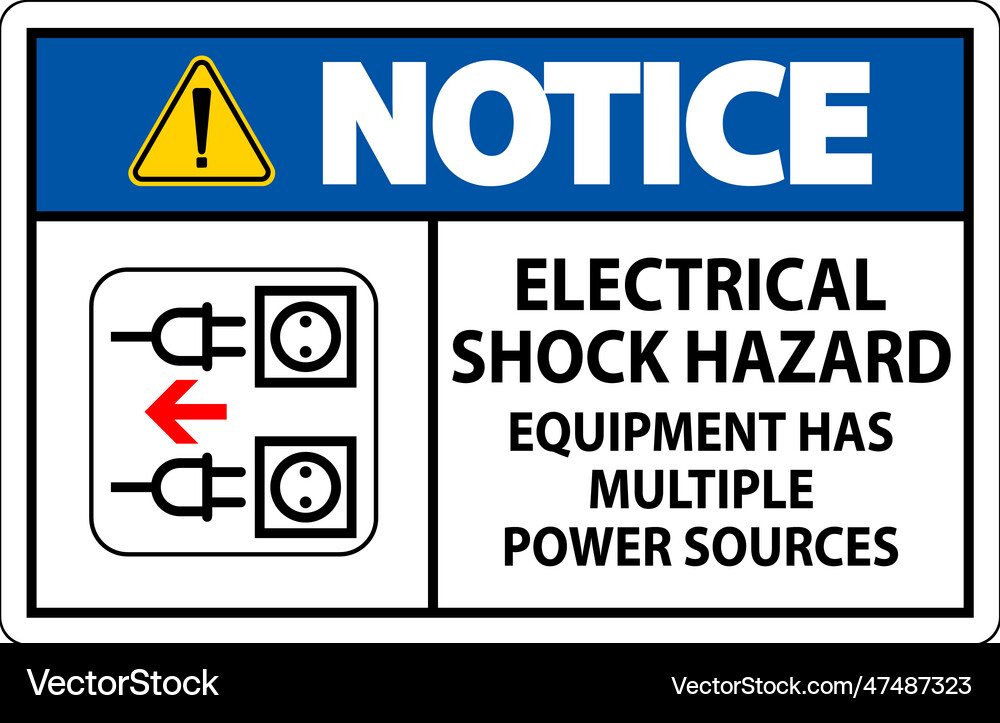 Notice sign electrical shock hazard equipment has Vector Image