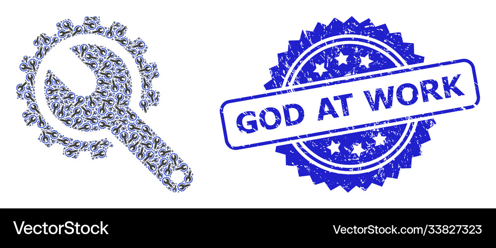 Scratched god at work stamp and recursive repair Vector Image