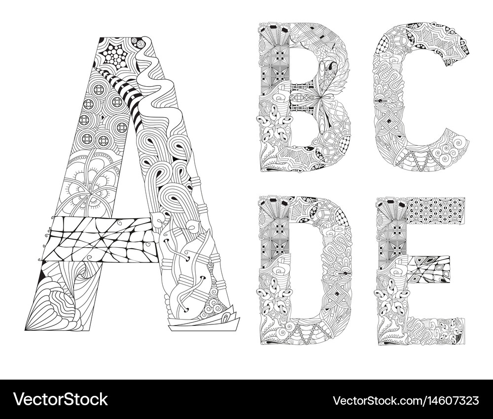 Unusual alphabet doodle style letters on a white Vector Image