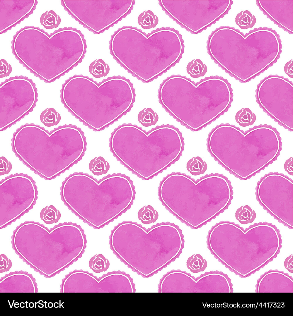 Watercolor seamless pattern with victorian heart Vector Image