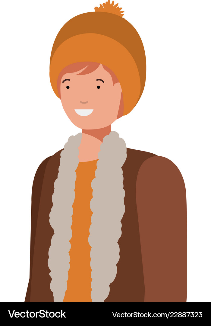 Young man with winter clothes avatar character Vector Image