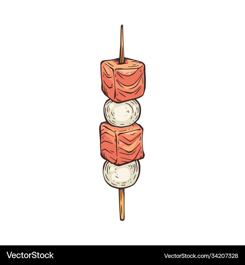 Appetizer or canape with tomato and cheese sketch Vector Image