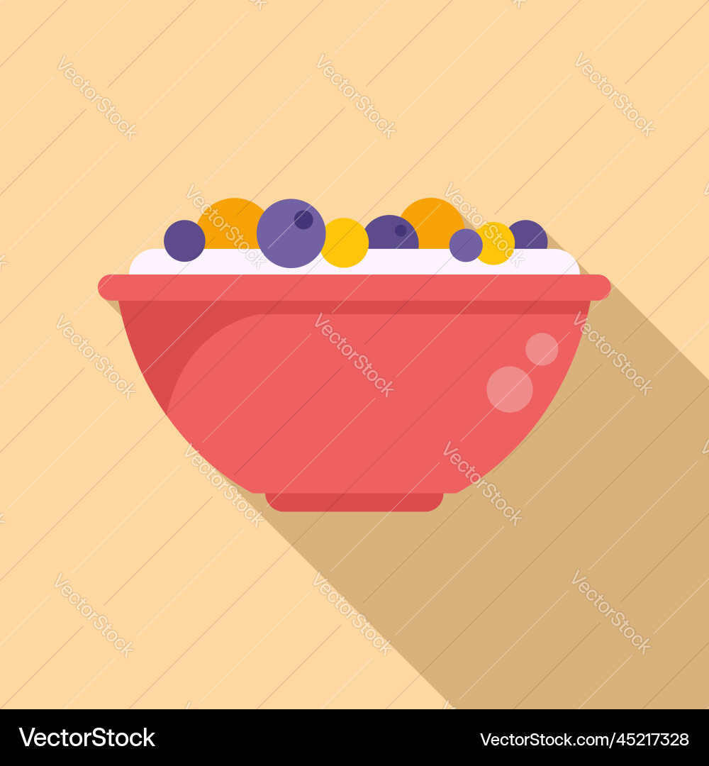 Berry fruit salad icon flat fresh food Royalty Free Vector