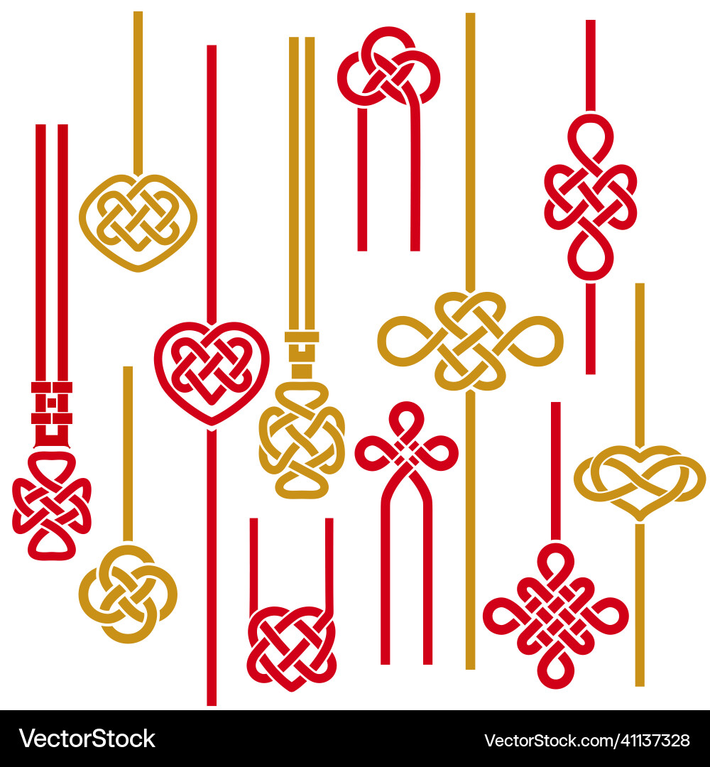 Chinese stripes red gold template knots Royalty Free Vector