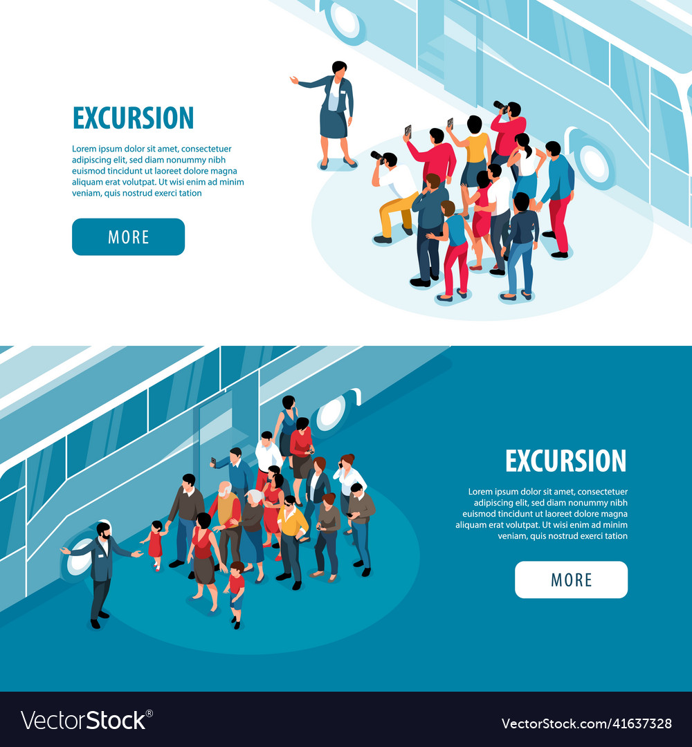 Excursion isometric banners Royalty Free Vector Image