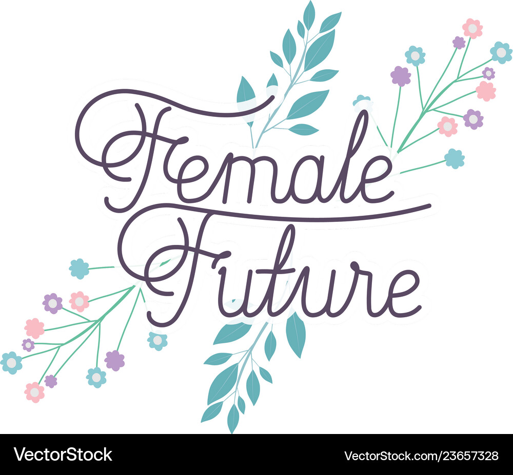 Female future label with flower isolated icon Vector Image