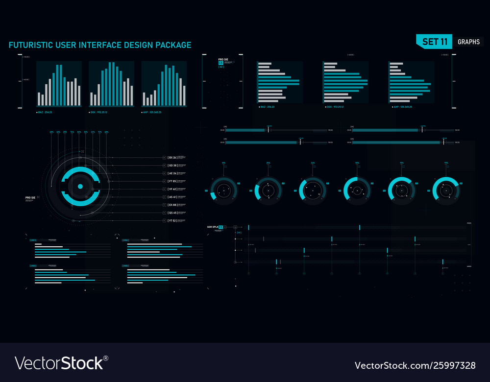 Futuristic user interface design element set 11 Vector Image