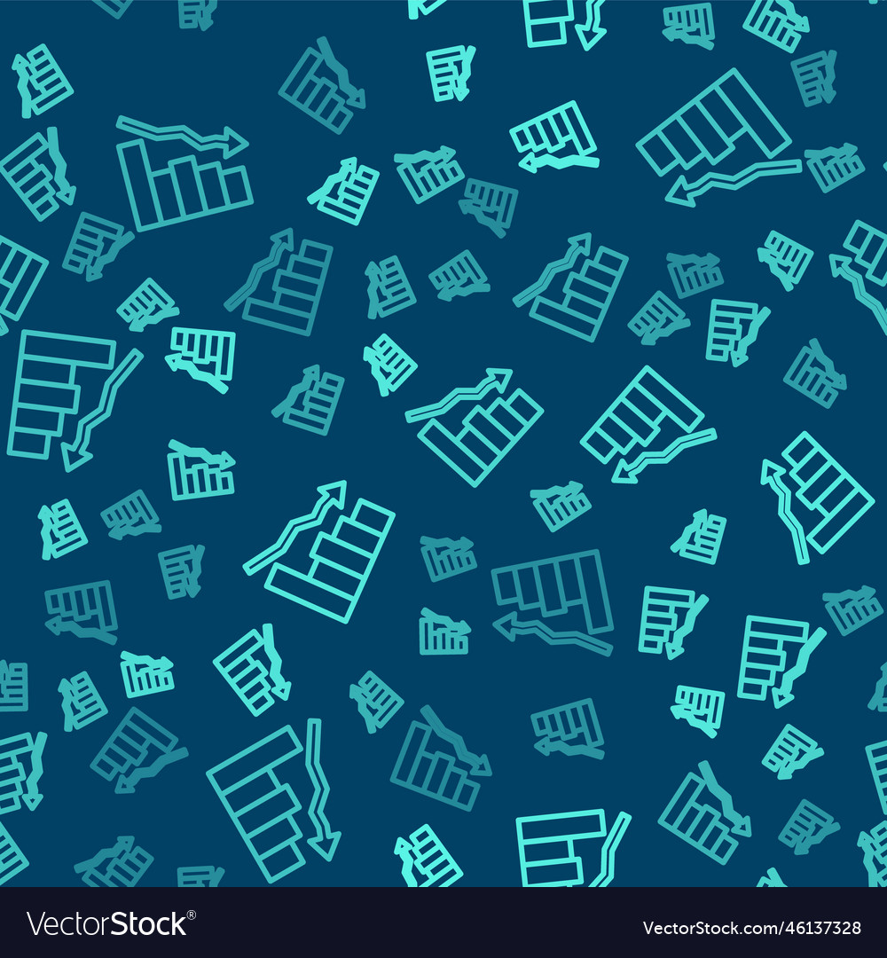 Green line financial growth decrease icon isolated