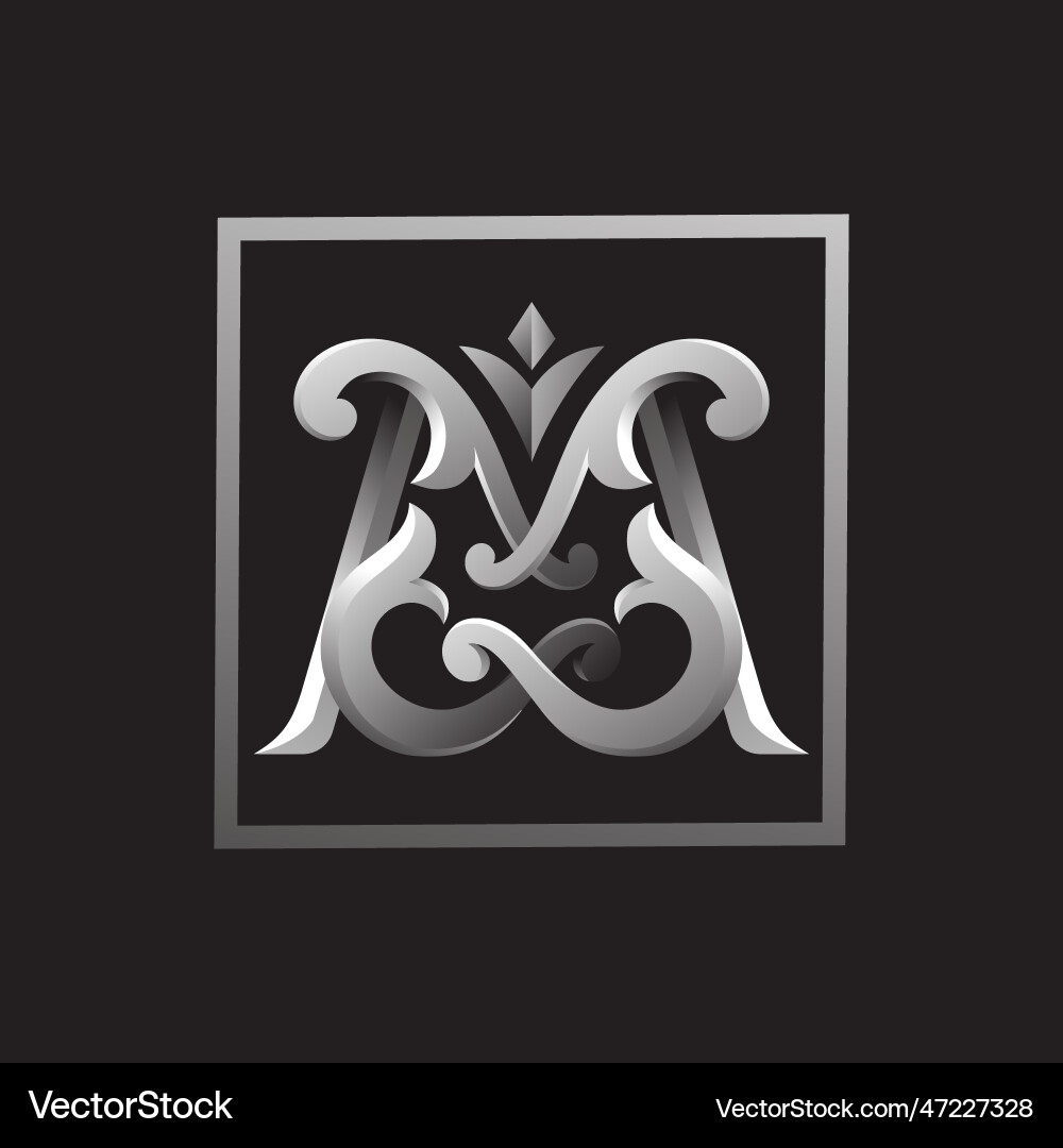 Letter m with highlight and shadow color classic Vector Image