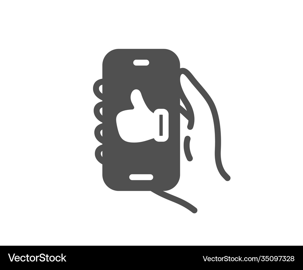 Like app icon hand hold phone sign Royalty Free Vector Image